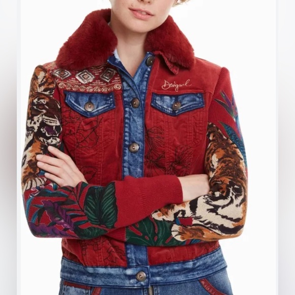 Desigual | Jackets & Coats | Desigual Corduroy Denim Sequin Accent ...